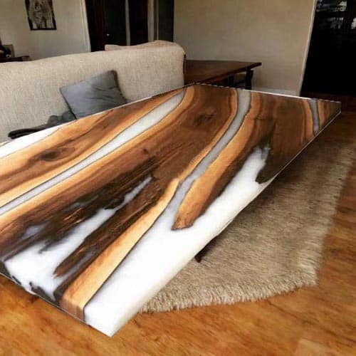 White Epoxy Table With Resin River Walnut-stonecraftcreation